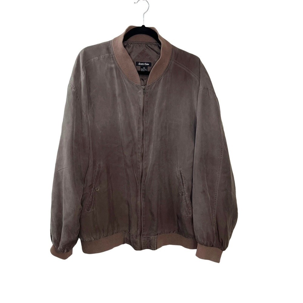 Bobby Chan Mens Extra Large Gray 100% Silk Zip Bomber… - Gem